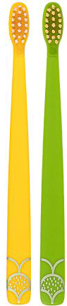לקנות זוג מברשות שיניים צבעוניות לילדים Flipper TWIGO ירוק/צהוב ...