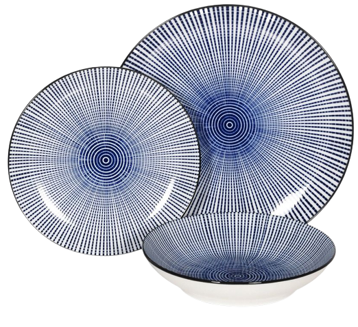 לקנות סט 18 חלקים ל6 סועדים Food Appeal Blue Sakura - Giftim אונליין