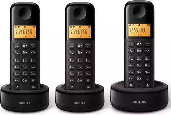 לקנות טלפון אלחוטי עם 2 שלוחות Philips Cordless Dect Phone D1603B/01 ...