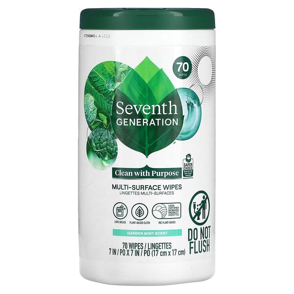 לקנות Seventh Generation‏, מגבונים מולטי-שטח, Garden Mint‏ , 70 מגבונים ...